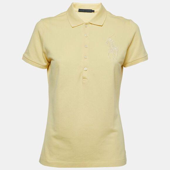Ralph Lauren | Tops | Ralph Lauren Yellow Cotton Beaded Logo Polo ...